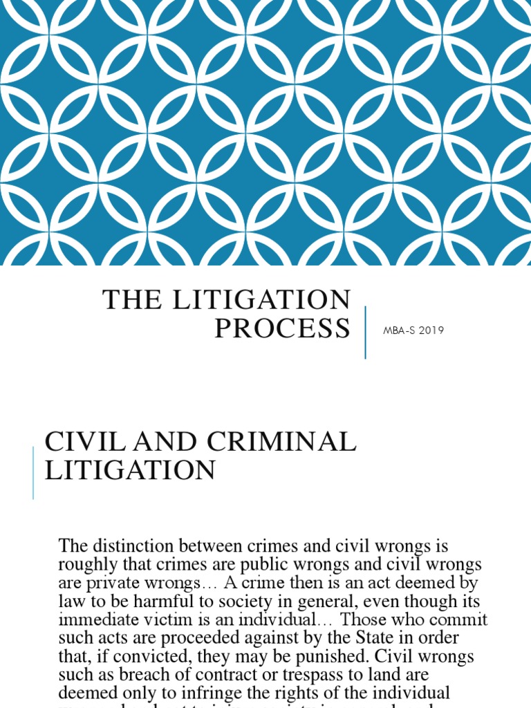 The Litigation Process: MBA-S 2019 | PDF | Burden Of Proof (Law) | Lawsuit