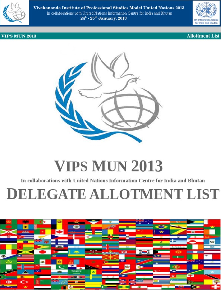 VIPS MUN 2013 Delegate Allotment List | PDF | Student Societies ...