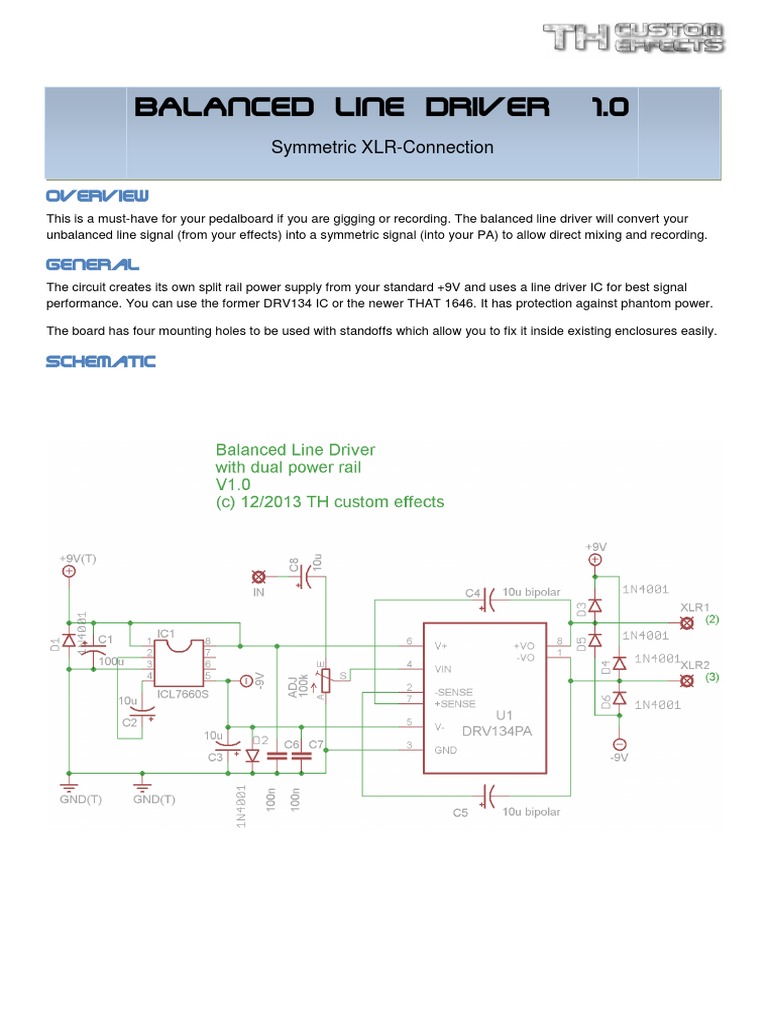Balanced Line Driver 1.0: Symmetric Xlr-Connection | PDF