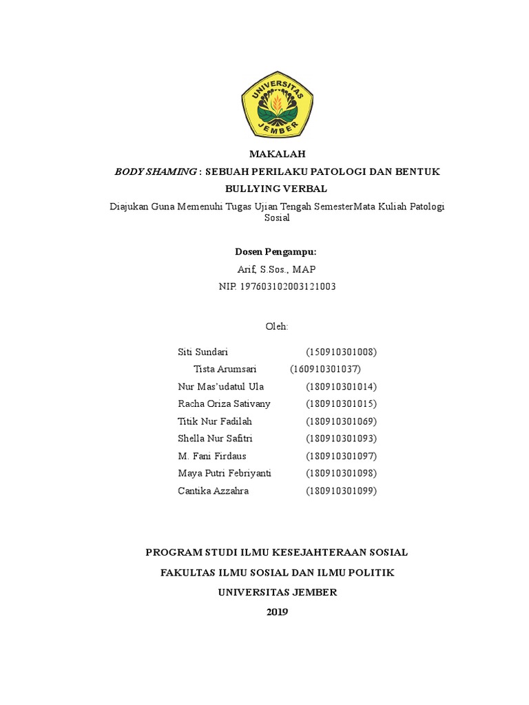Makalah Body Shaming Final | PDF
