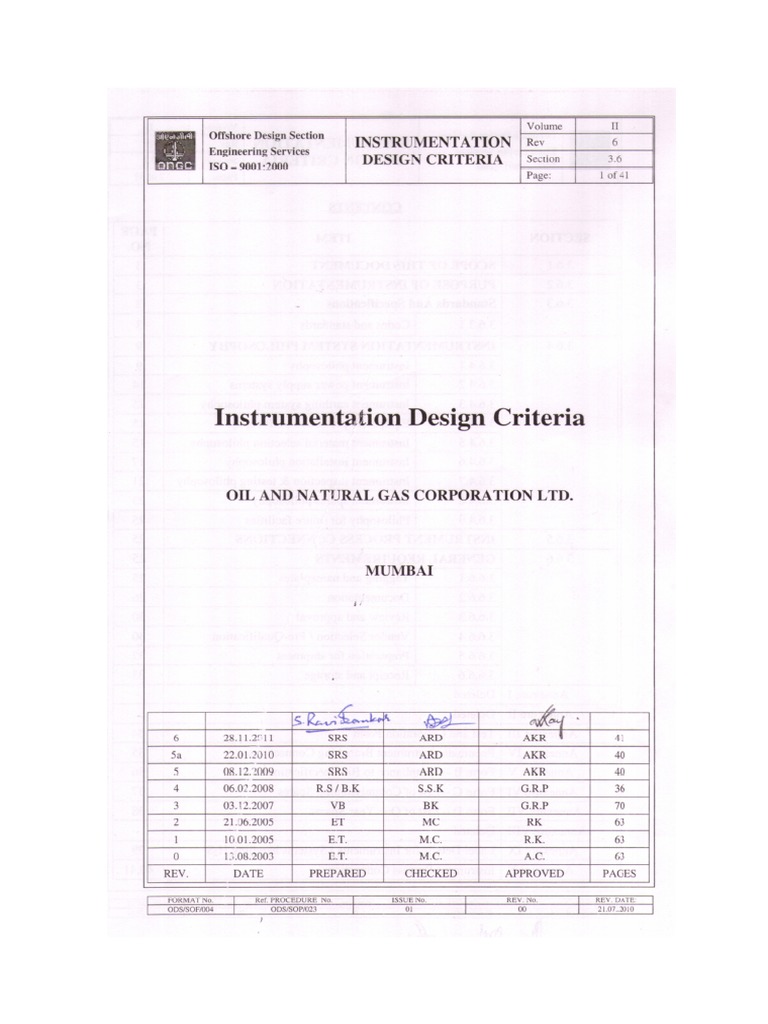 Instrument Design Criteria | PDF | Instrumentation | Electrical Wiring