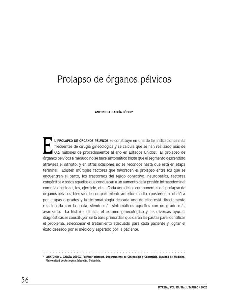 Prolapso de Organos Pelvicos PDF | PDF | Parto | Vagina