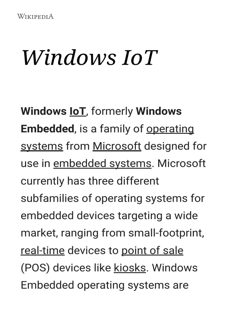 Windows IoT - Wikipedia | Download Free PDF | Microsoft Windows ...