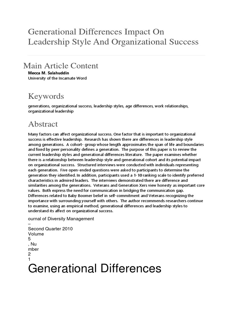 Generational Leadership Styles and Impact | PDF | Leadership | Baby Boomers
