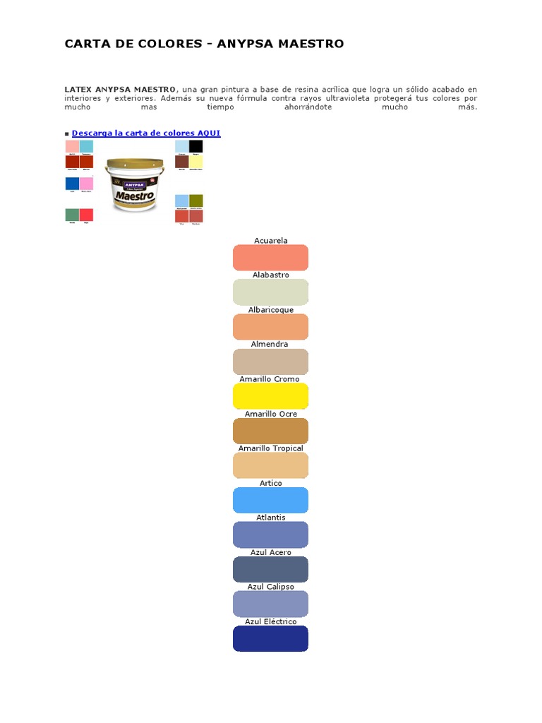 COLORES Anypsa Maestro | PDF
