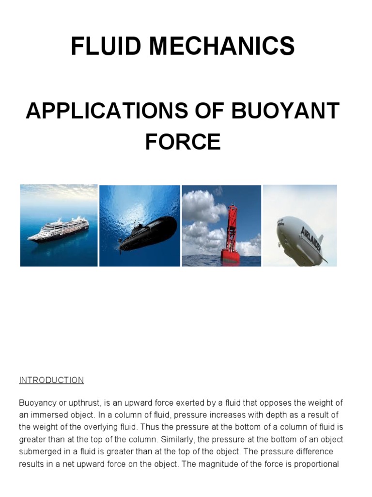 Applications of Buoyant Force | PDF | Buoyancy | Quantity