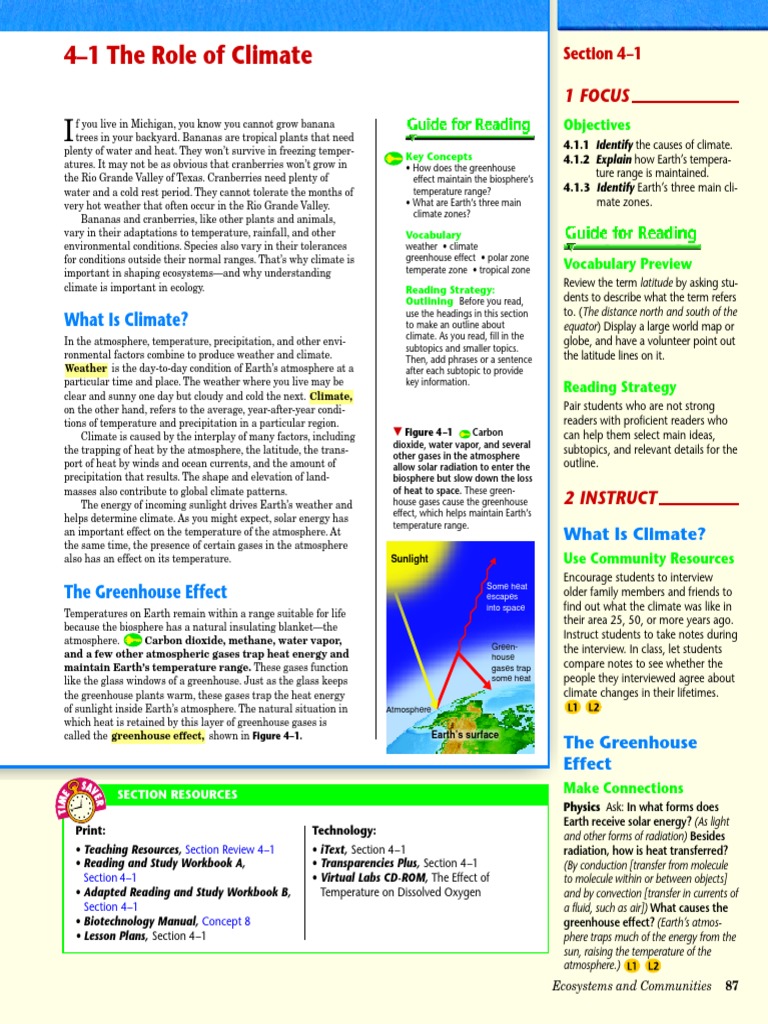4-1 The Role of Climate | PDF | Greenhouse Effect | Earth