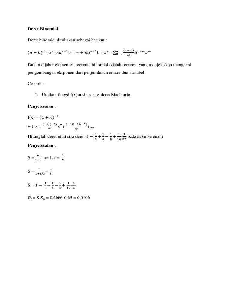 Teorema dan Deret Binomial | PDF