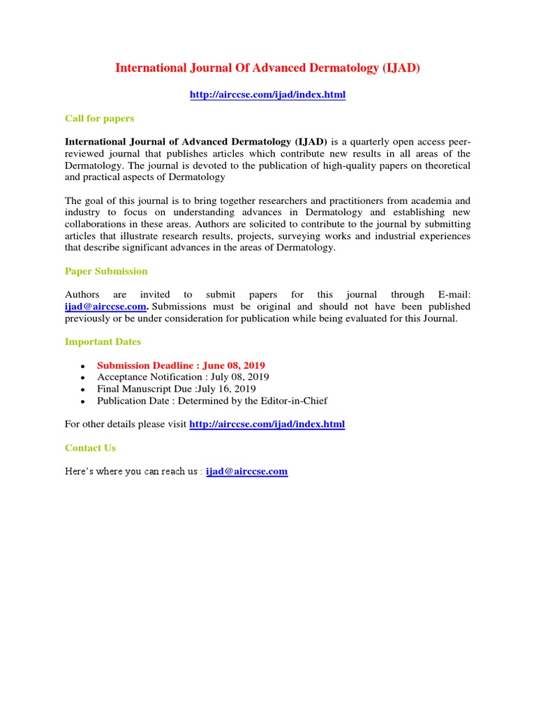 International Journal of Advanced Dermatology (IJAD) | PDF