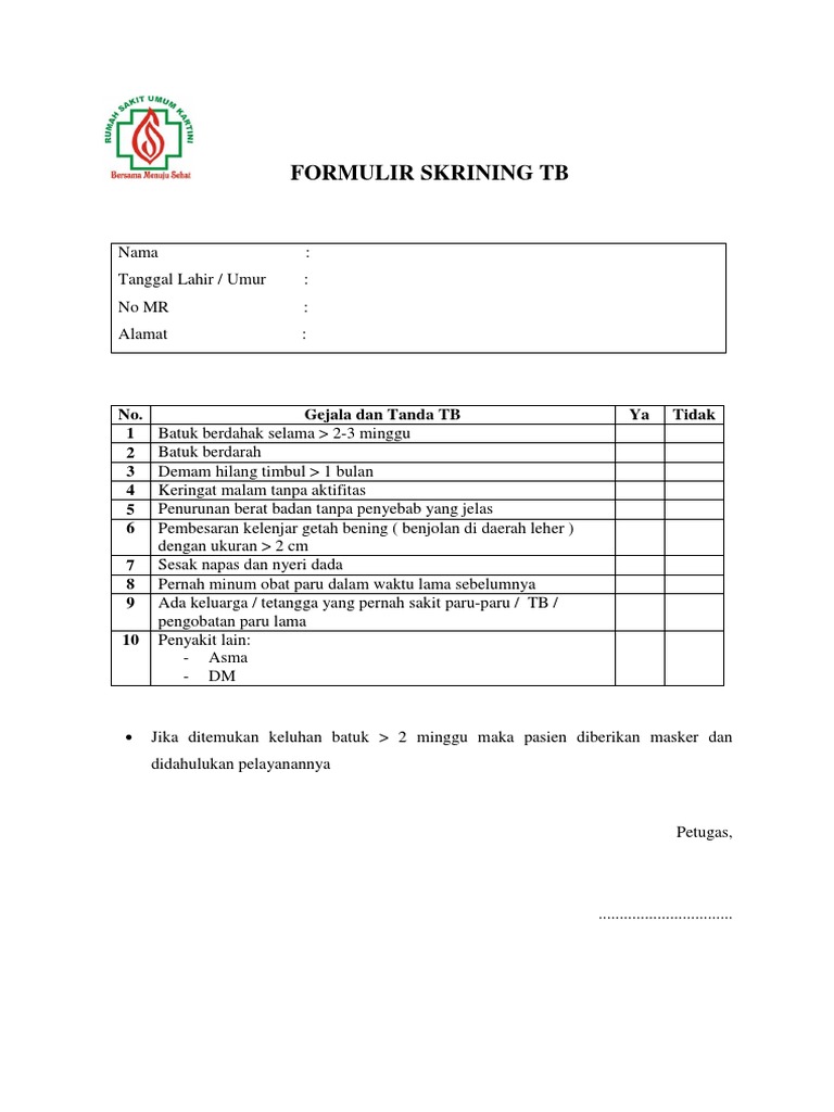 Formulir Skrining Gejala TB | PDF