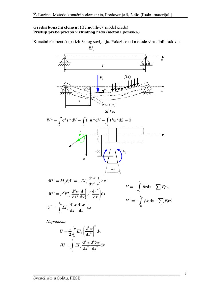 Pred 05a 1D Metoda Konacnih Elemenata Savijanje Stapa PDF | PDF