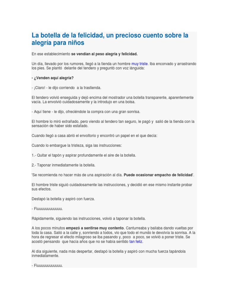 Cuento De La Alegria Pdf Ocio