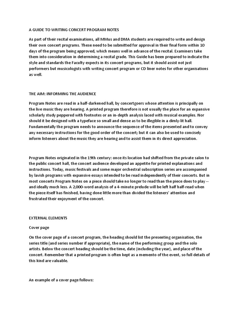 A Guide To Writing Concert Program Notes | PDF | Tempo | Translations