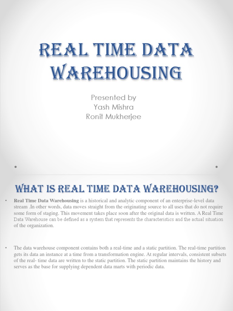 Real Time Data Warehousing | PDF | Data Warehouse | Information Science