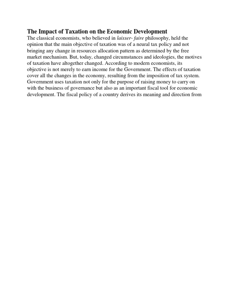 The Impact of Taxation On The Economic Development | PDF | Income Tax ...