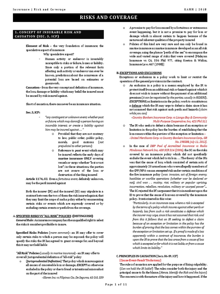 Risk and Coverage | PDF | Life Insurance | Insurance Policy