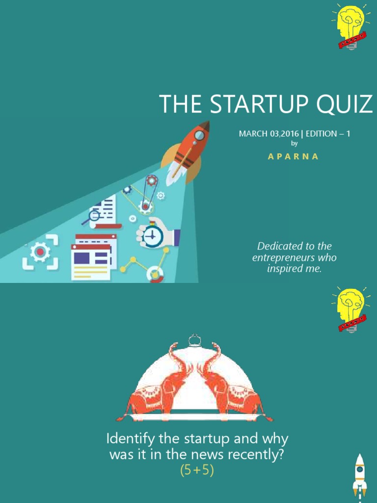 The Startup Quiz: Dedicated To The Entrepreneurs Who Inspired Me | PDF ...