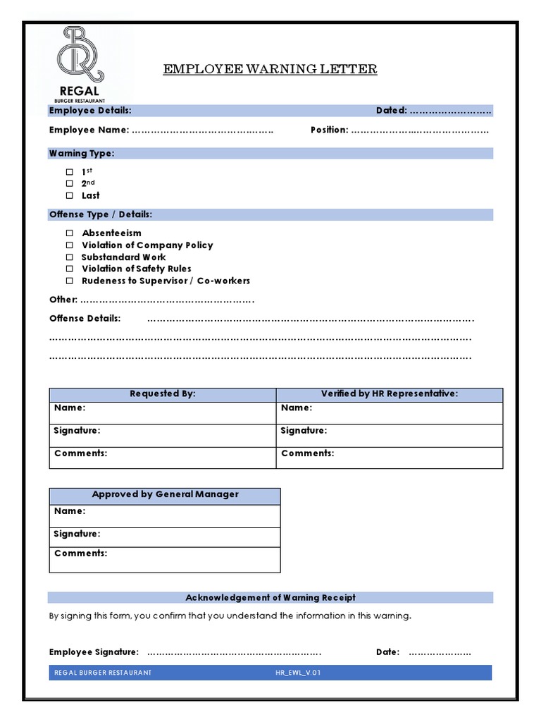 Employee Warning Form | PDF