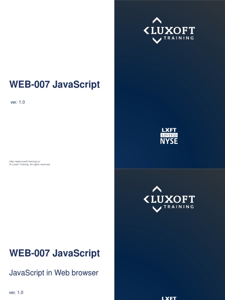 Web-007 Javascript: © Luxoft Training. All Rights Reserved | PDF | Java Script | Html Element