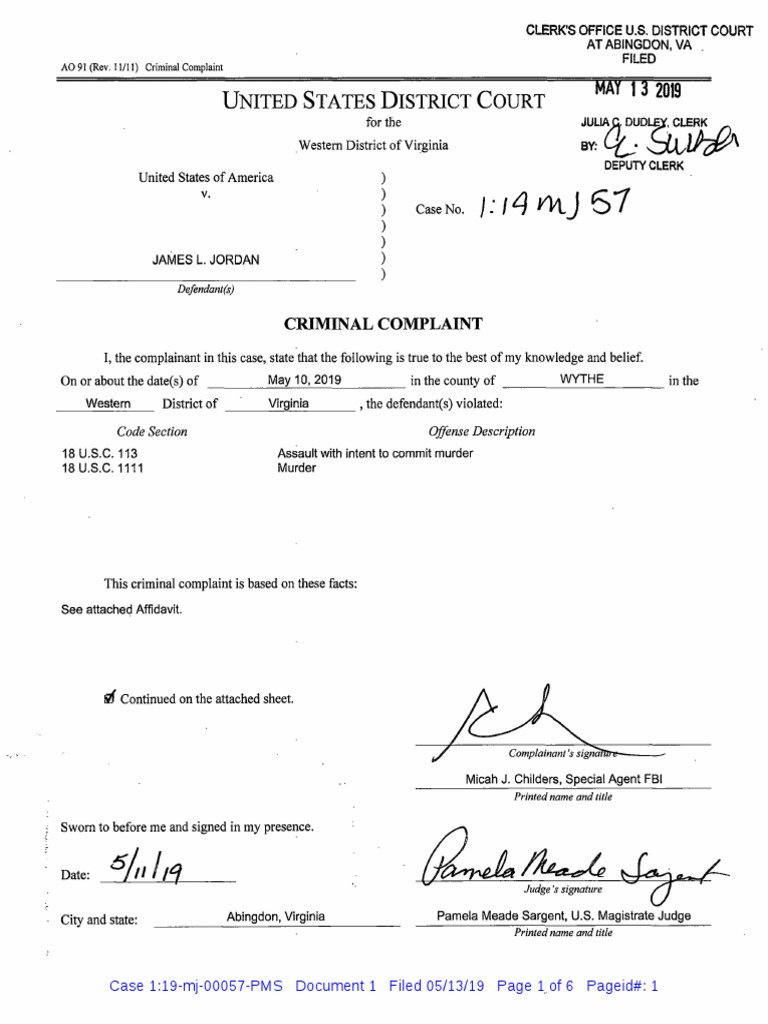James Jordan Federal Affidavit | PDF | Government Information | Document