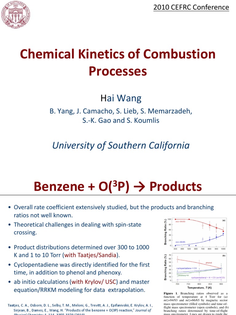 Chemical Kinetics of Combustion Processes: University of Southern ...