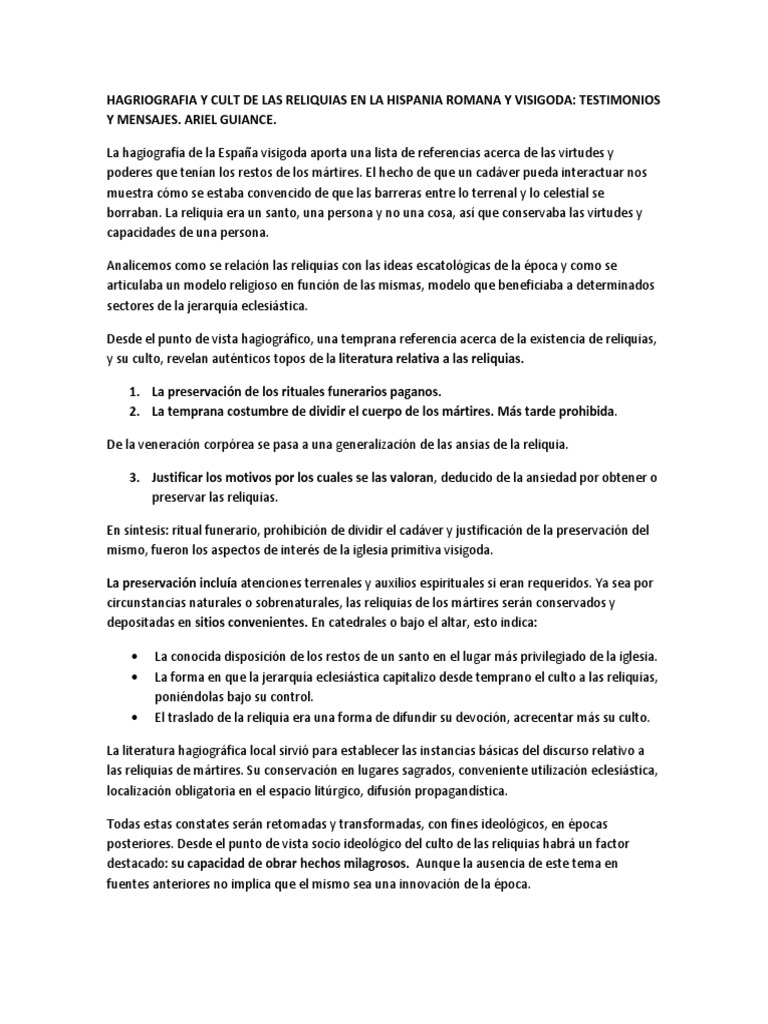 Hagiografia y Culto de Las Reliquias | PDF | Propaganda | Religión y ...