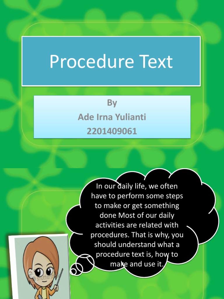 Procedure Text: by Ade Irna Yulianti 2201409061 | PDF | Blog | Grammar