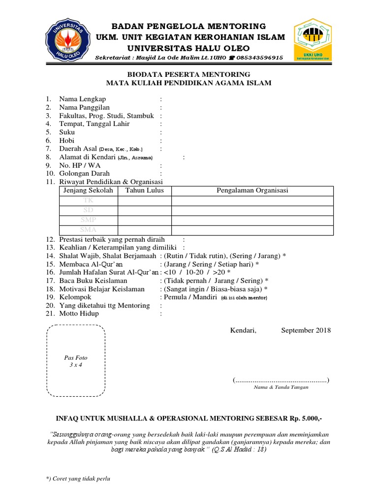 Formulir Mentoring | PDF