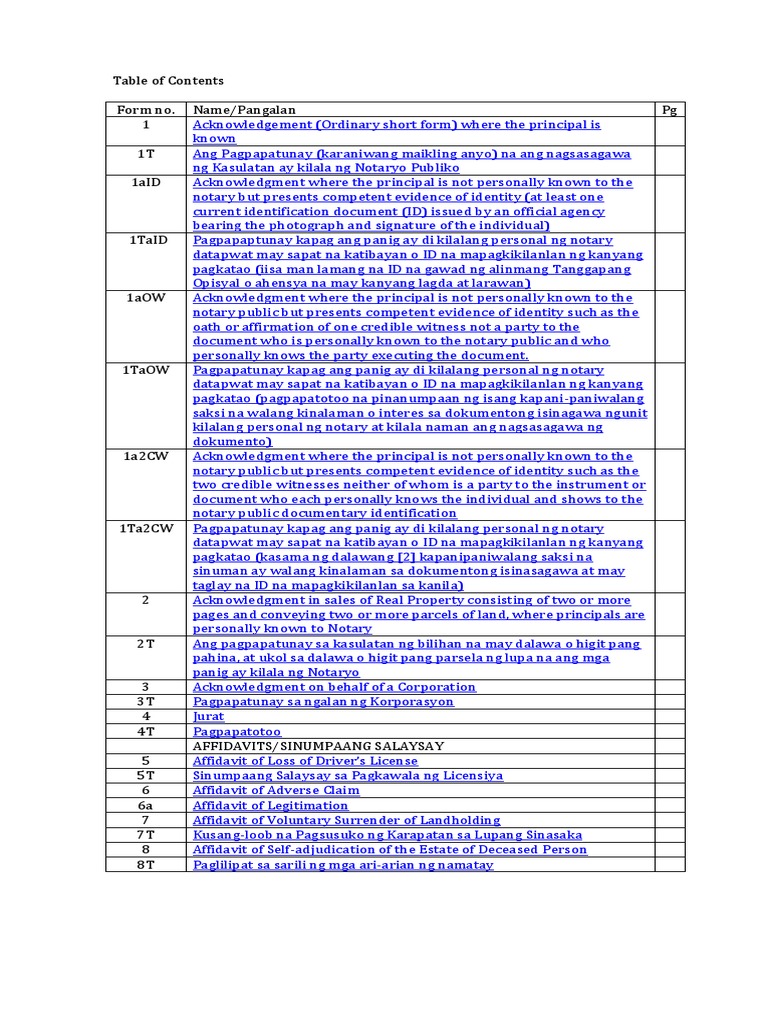 00 Legal Forms English and Tagalog | PDF | Notary Public | Mortgage Law