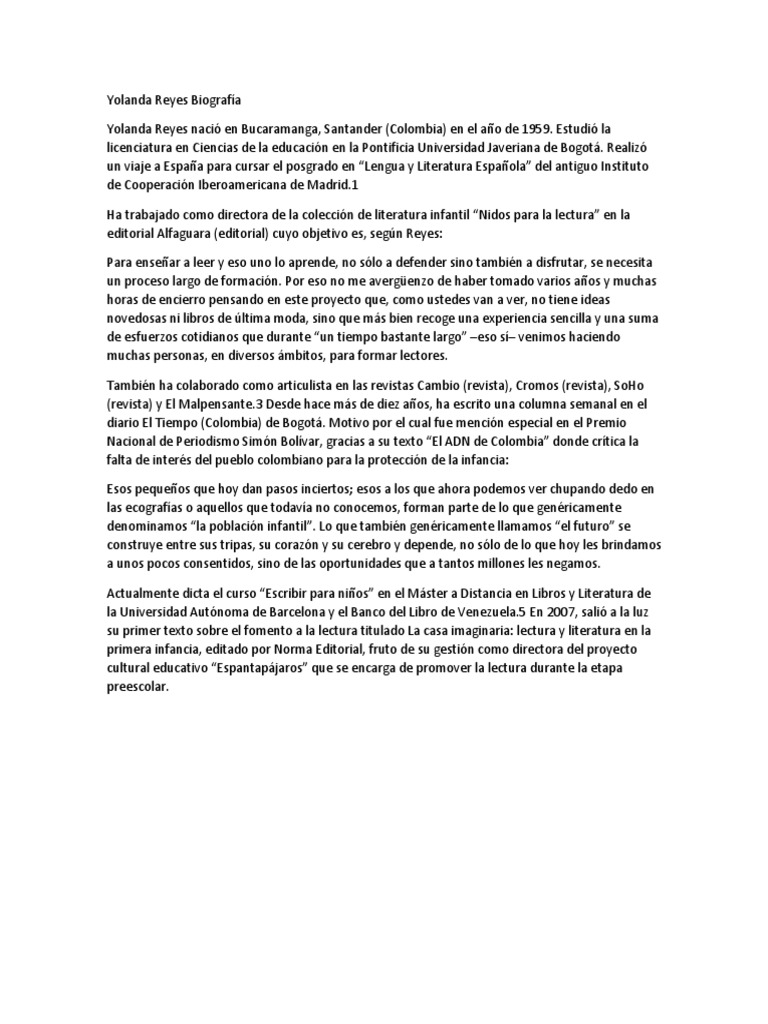 Yolanda Reyes Biografía | PDF