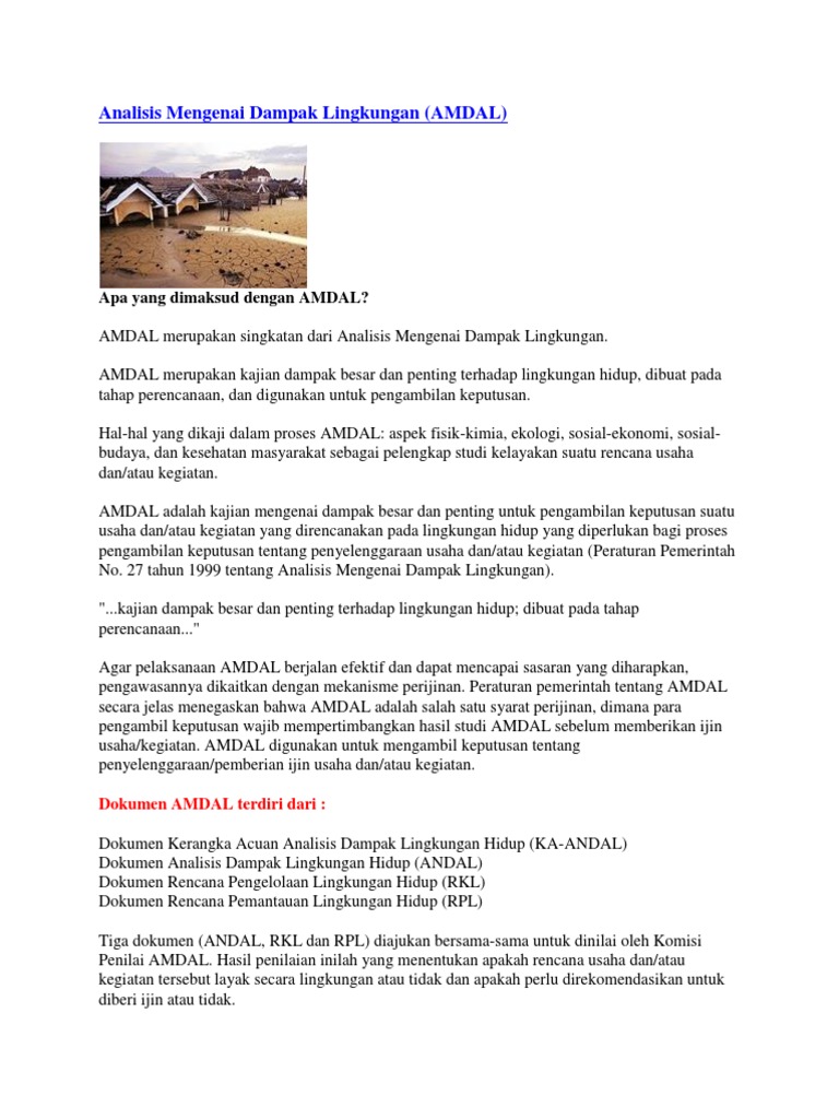 Analisis Mengenai Dampak Lingkungan AMDA | PDF