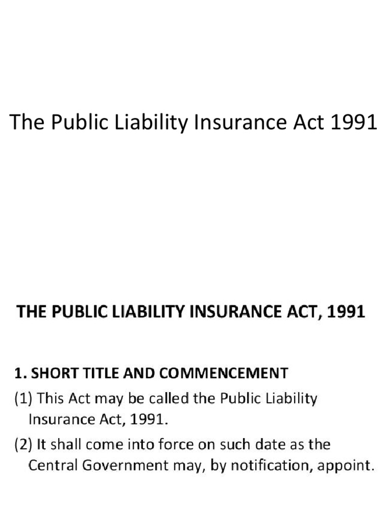 Public Liability Insurance Act | PDF