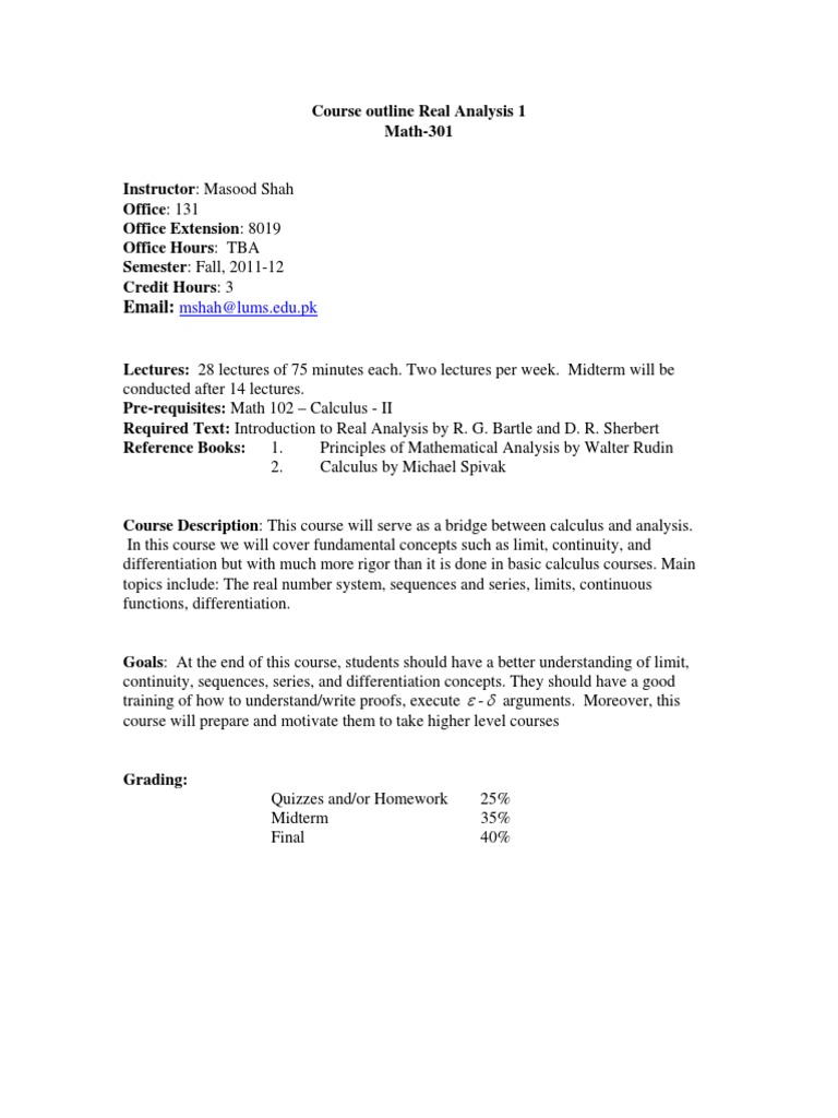 MATH 301 Real Analysis I | PDF | Real Analysis | Continuous Function