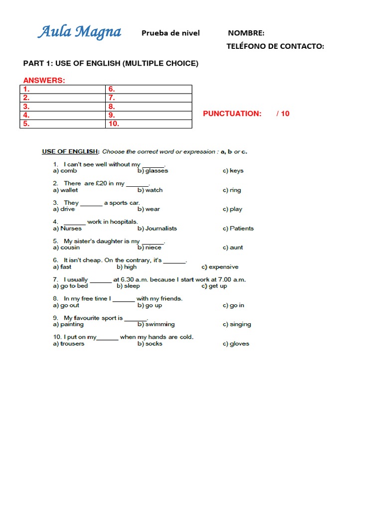Prueba de Nivel | PDF