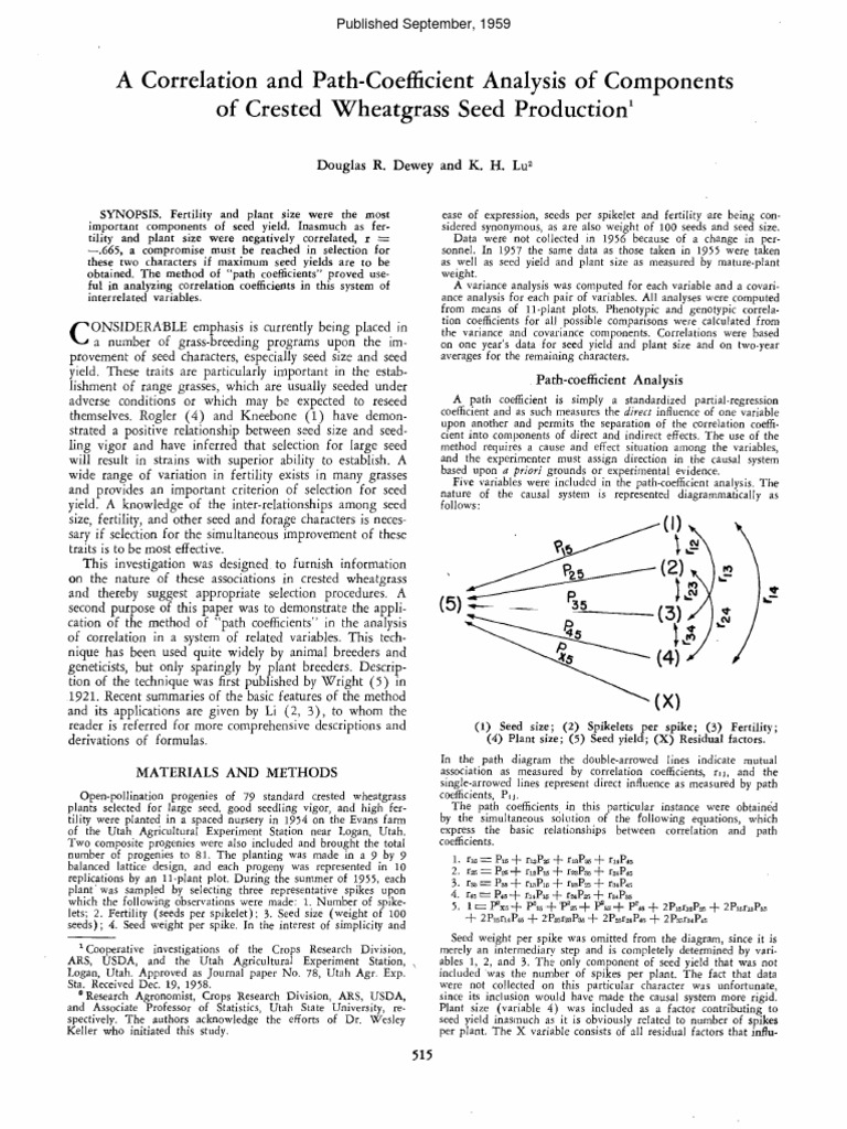 A Correlation and Path-Coefficient Analysis of Components of Crested Wheatgrass Seed Production ...