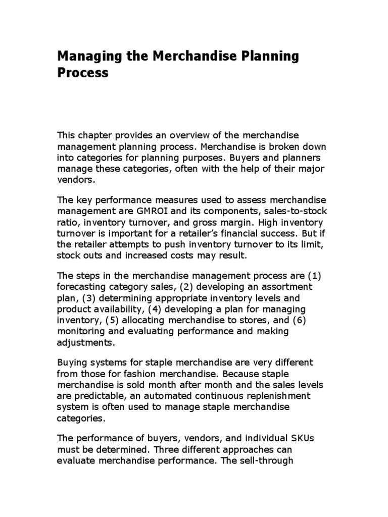 Merchandise Planning Overview | PDF