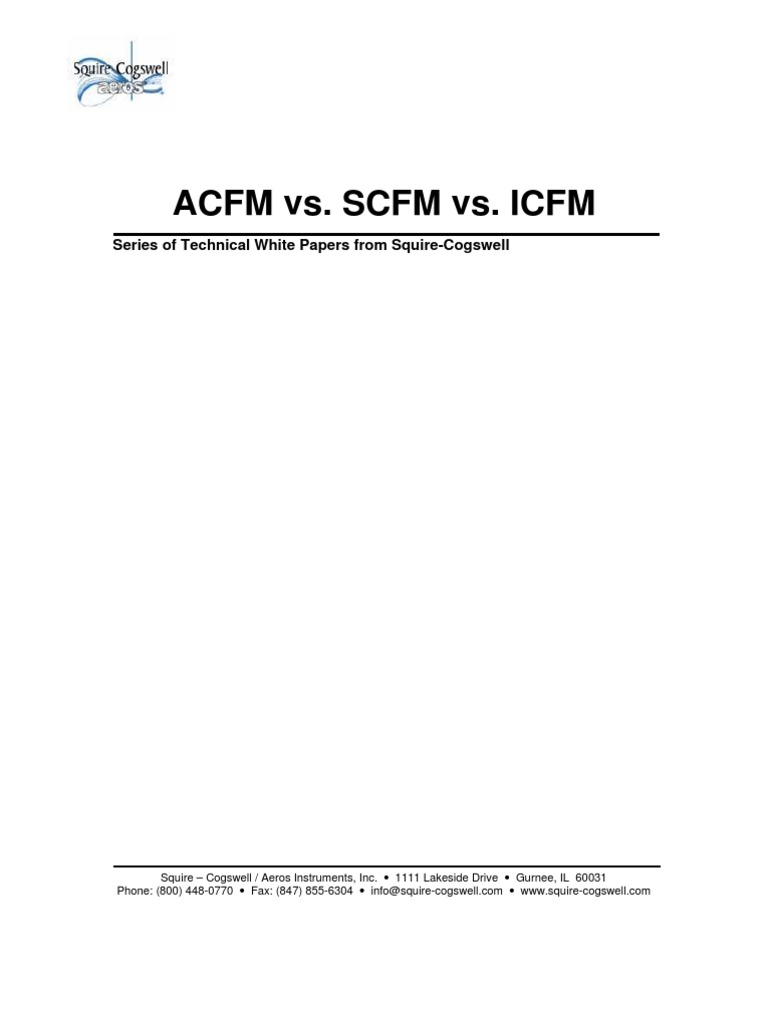 Acfm vs. SCFM vs. Icfm: Series of Technical White Papers From Squire ...