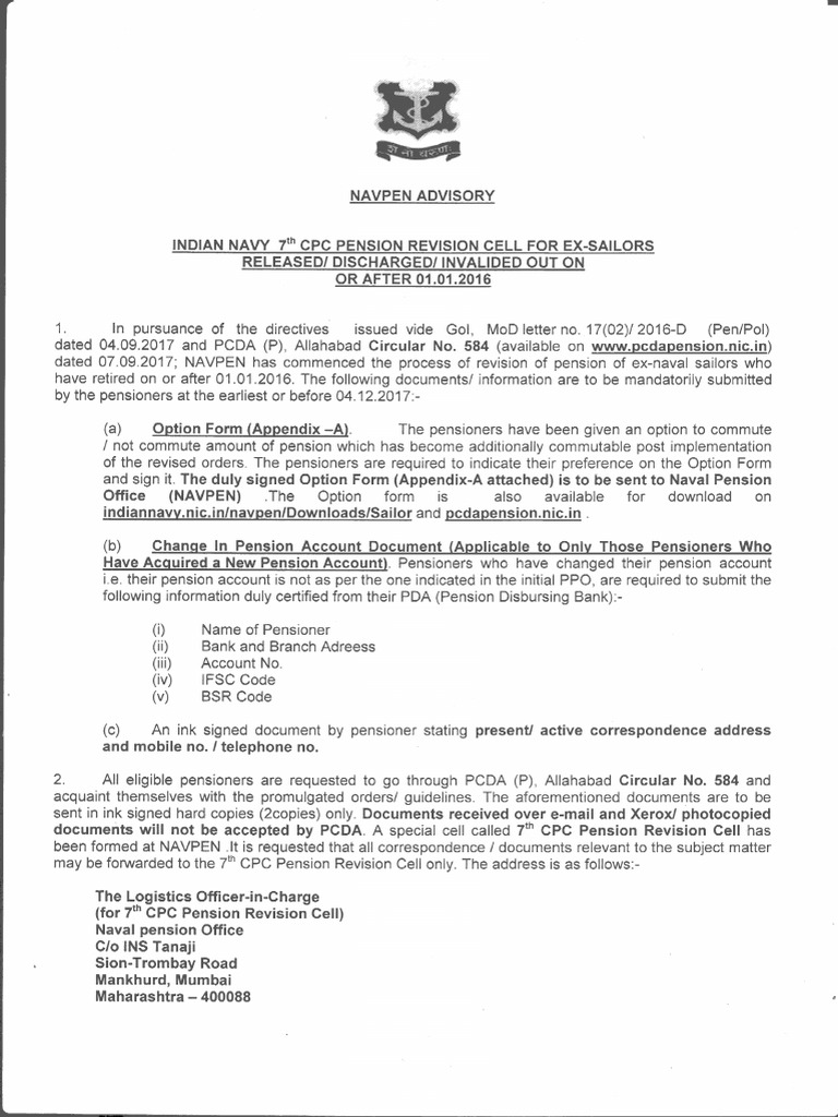 7th CPC Advisory and Option Form | PDF