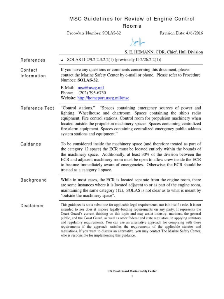 MSC Guidelines For Review of Engine Control Rooms | PDF | Government ...