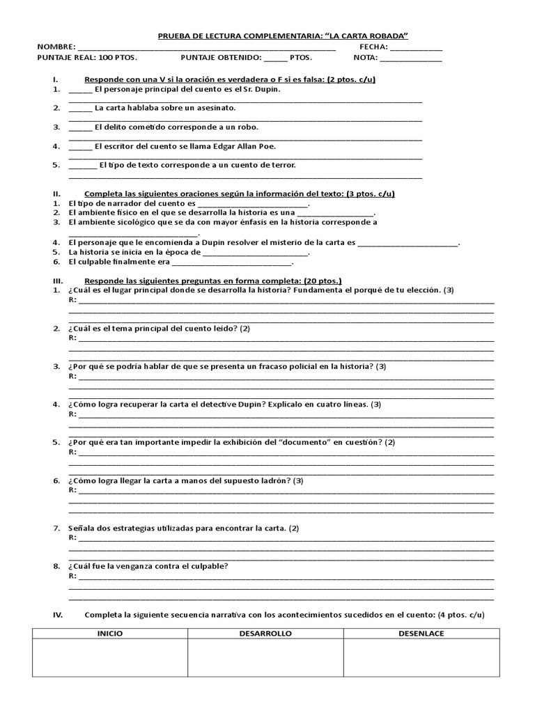 2019 La Carta Robada Pdf Cuentos
