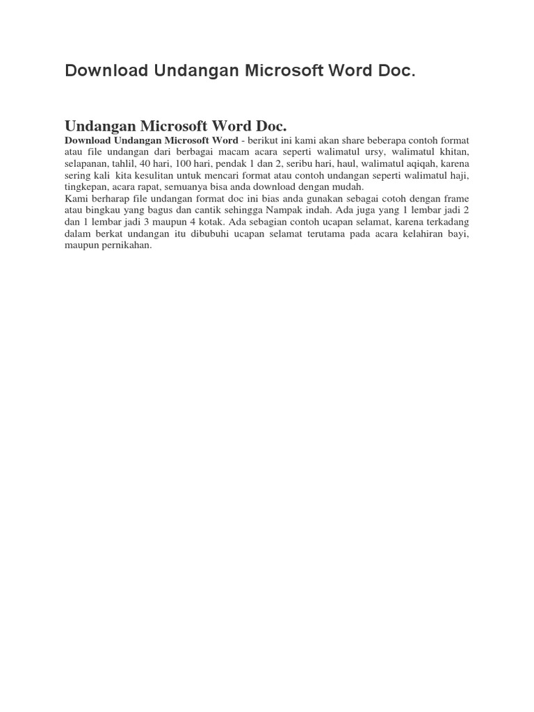 Undangan Microsoft Word | PDF