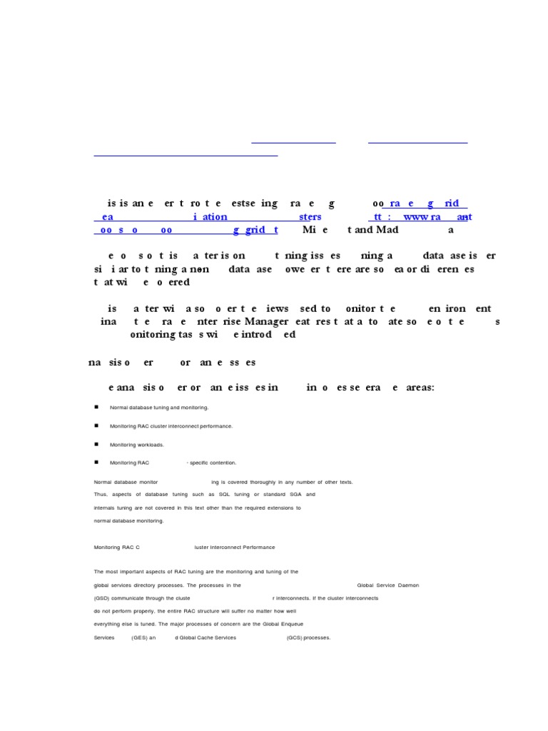 Oracle RAC Performance Tuning | PDF | Cache (Computing) | Oracle Database