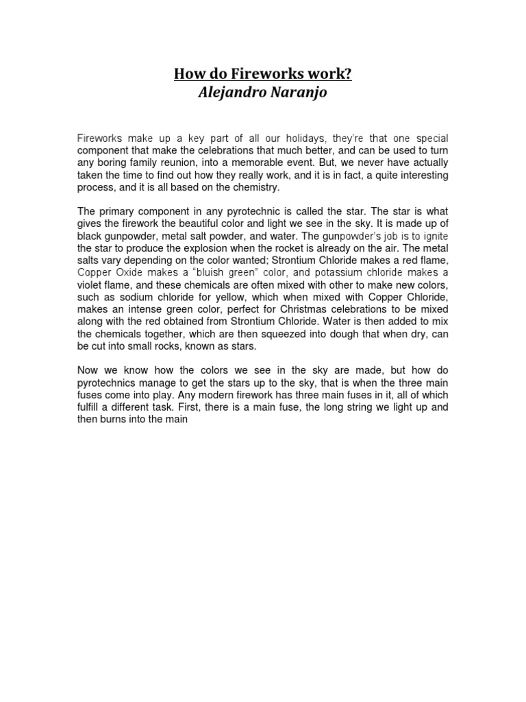 How Do Fireworks Work?: Alejandro Naranjo | PDF