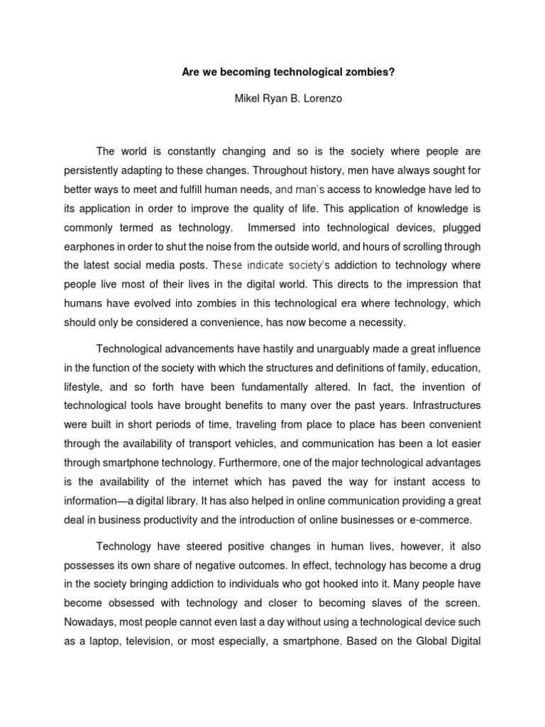 Are We Becoming Technological Zombies | PDF | Social Media | Popular ...