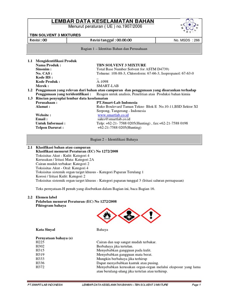 MSDS Bahan Kimia | PDF