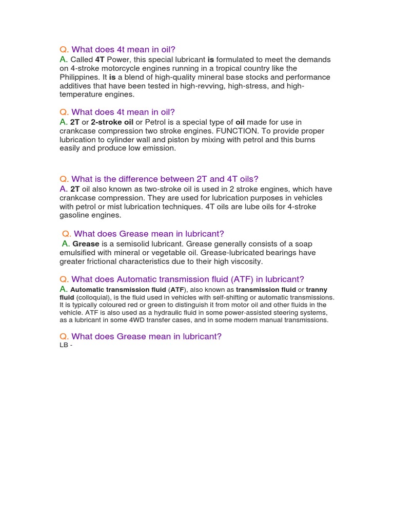 2T vs 4T Oils Explained | PDF