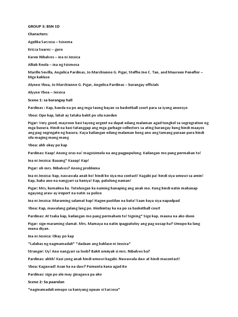 Script Sa Filipino | PDF