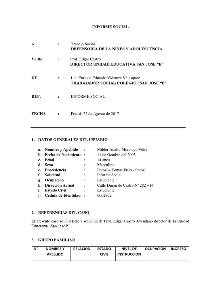 Informe Social | PDF | Trabajo Social | Aprendizaje