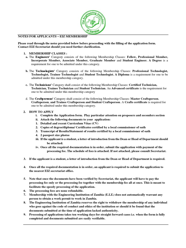 Membership EIZ Applications Form 10 | PDF | Business