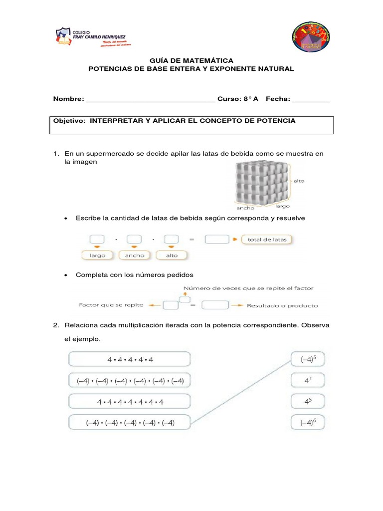 Guía Potencia 1 Matemática | PDF | Exponenciación | Multiplicación